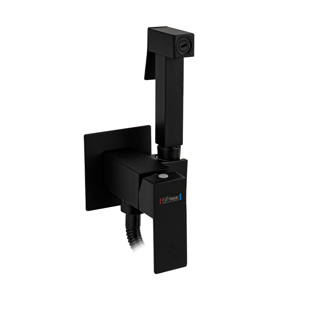 Смеситель с квадратной гигиенической лейкой GFmark 20726 черный встраеваемый