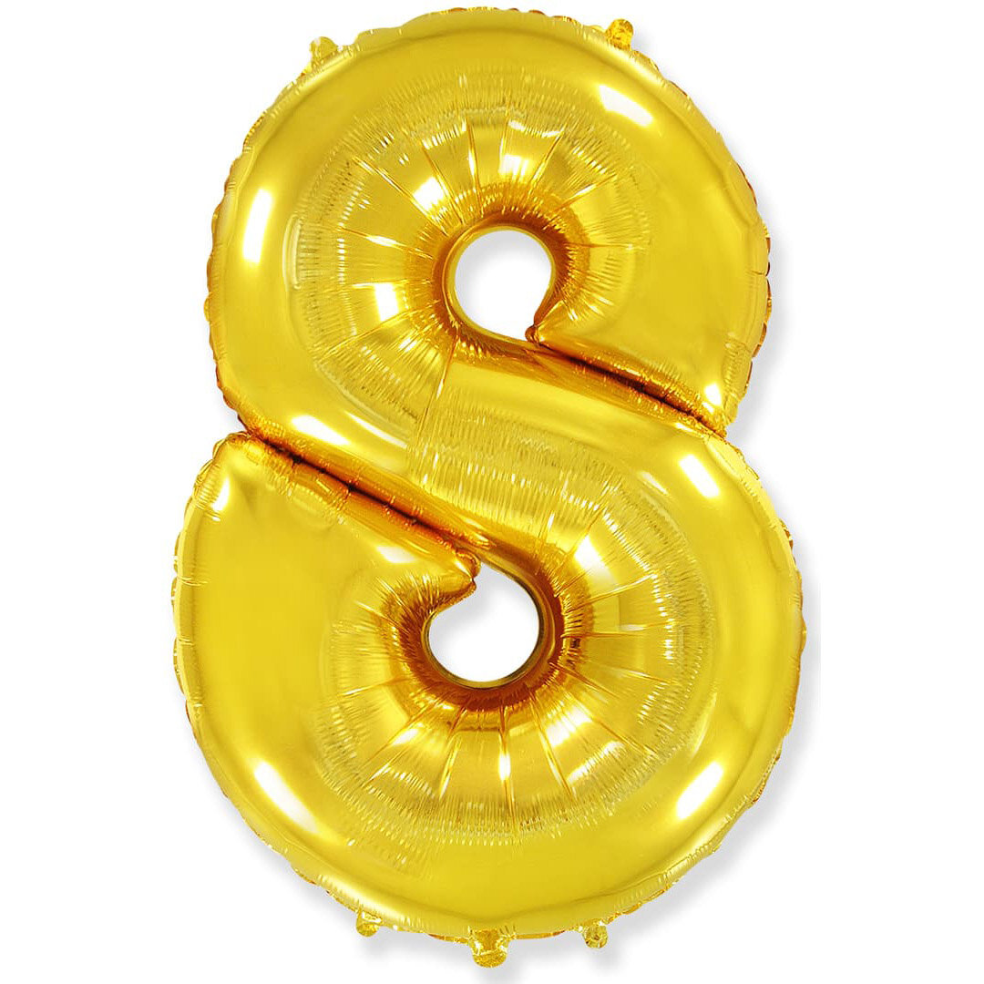 Воздушный шар из фольги. Цифра 8, Золото (40'/102 см, ESP)