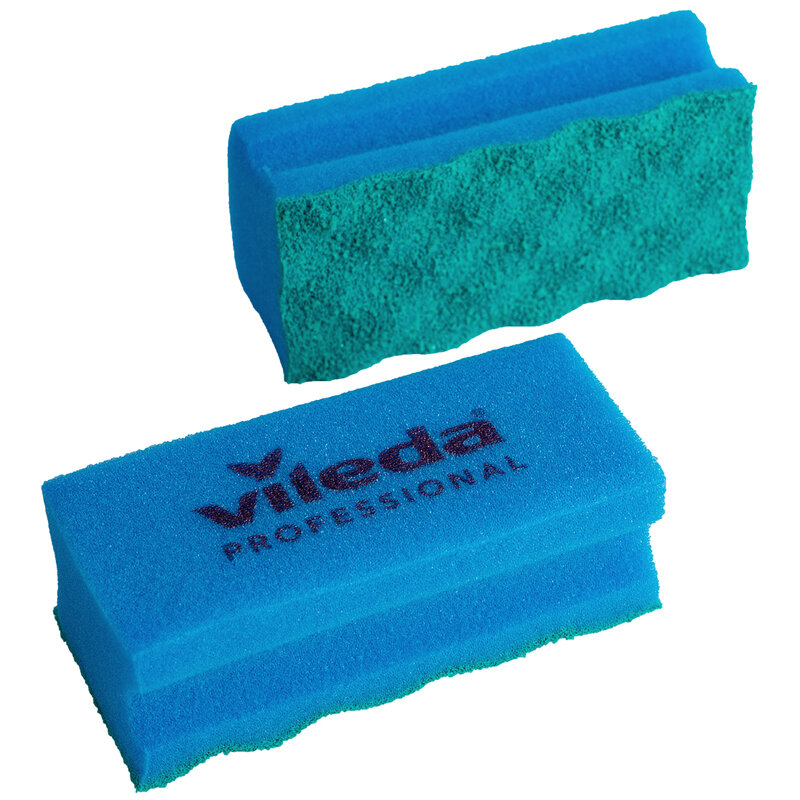Губка Vileda Professional "Pur Active", с абразивным слоем, 14*6,3см, 10шт, синий/зеленый