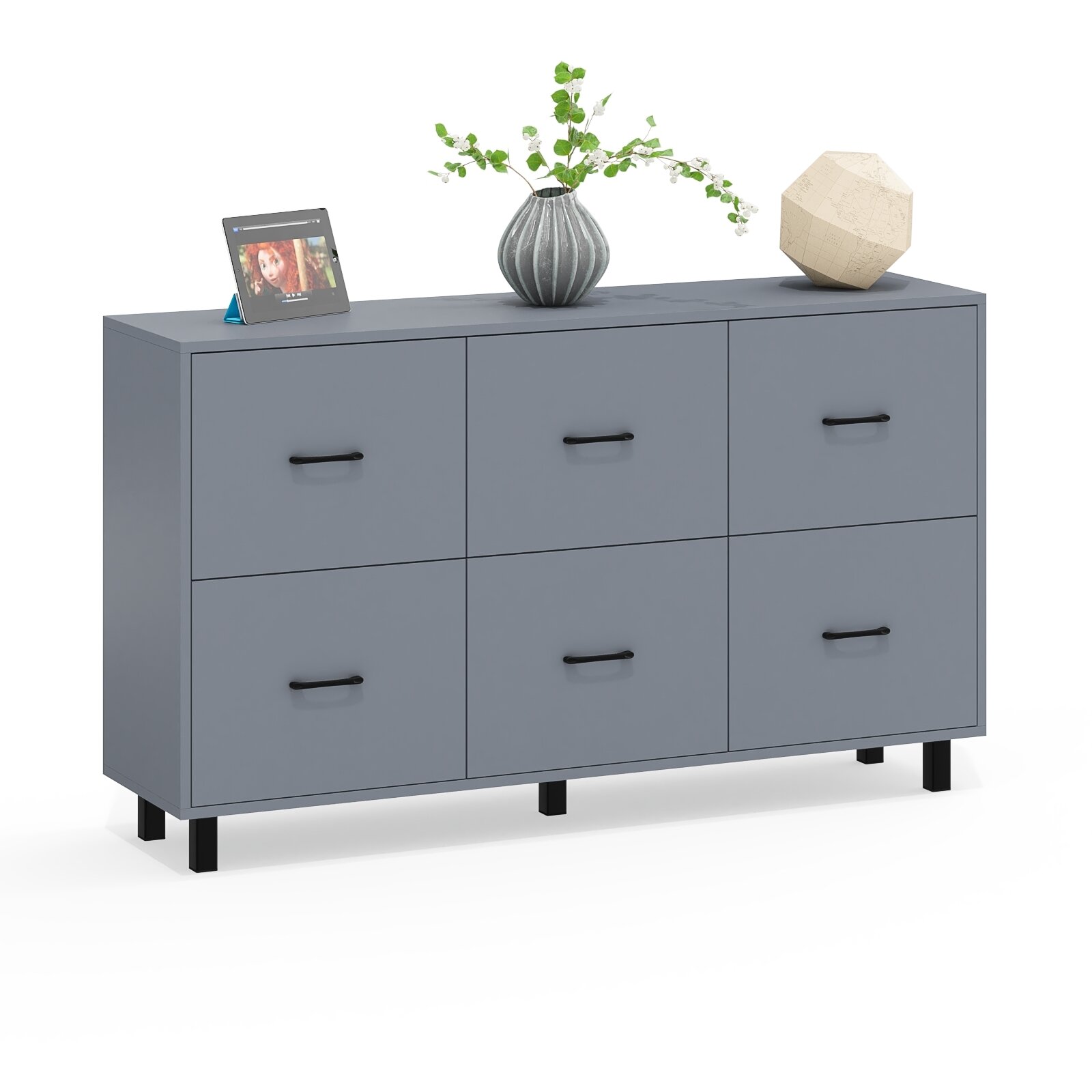 Комод РВК 127-1504 шесть выдвижных ящиков, цвет графит, ШхГхВ 150,4х37,4х87 см.