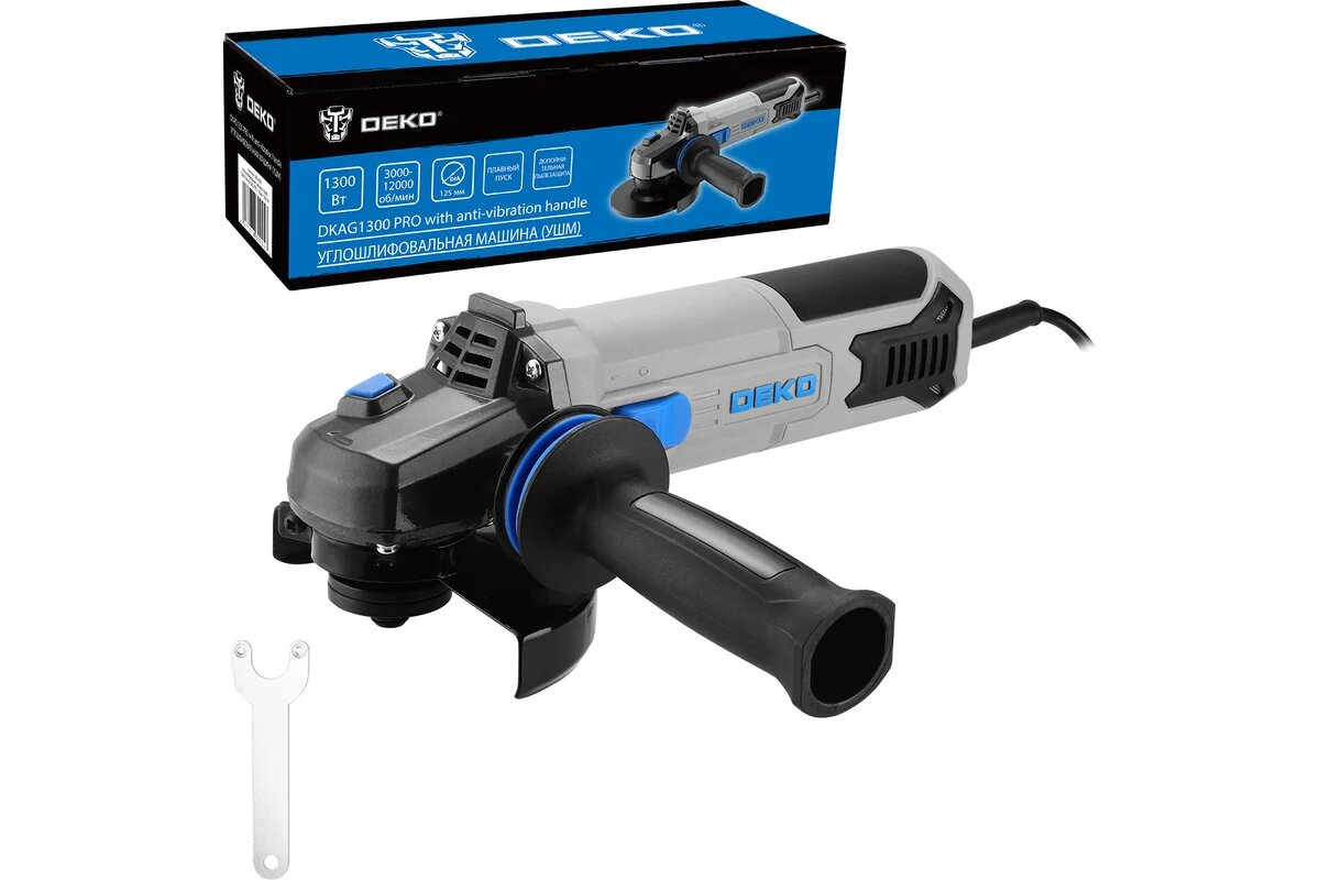 DEKO Углошлифовальная машина (УШМ) DKAG1300 PRO, 125мм, 1300 Вт 085-1055