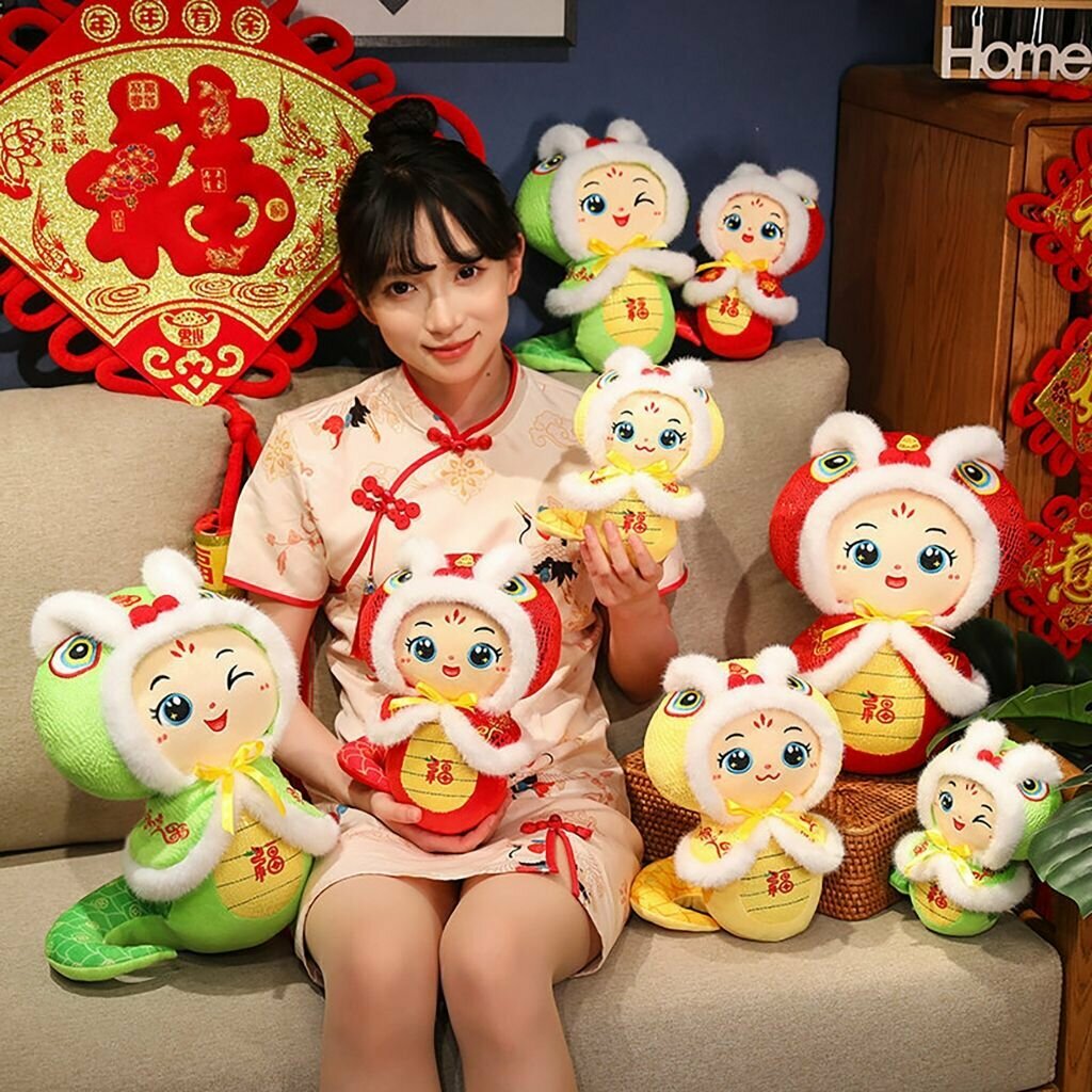 Плю шевая игру шка, Плюшевая игрушка-талисман на год Змеи 2025 года - красная удача - 36 см