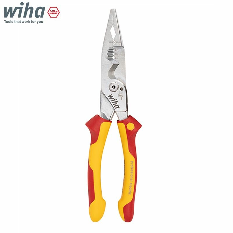 Wiha 45489 8-в-1 многофункциональные плоскогубцы для электриков, изолированные 1000 В VDE, острые клещи для зачистки проводов, обжимные клещи 45705