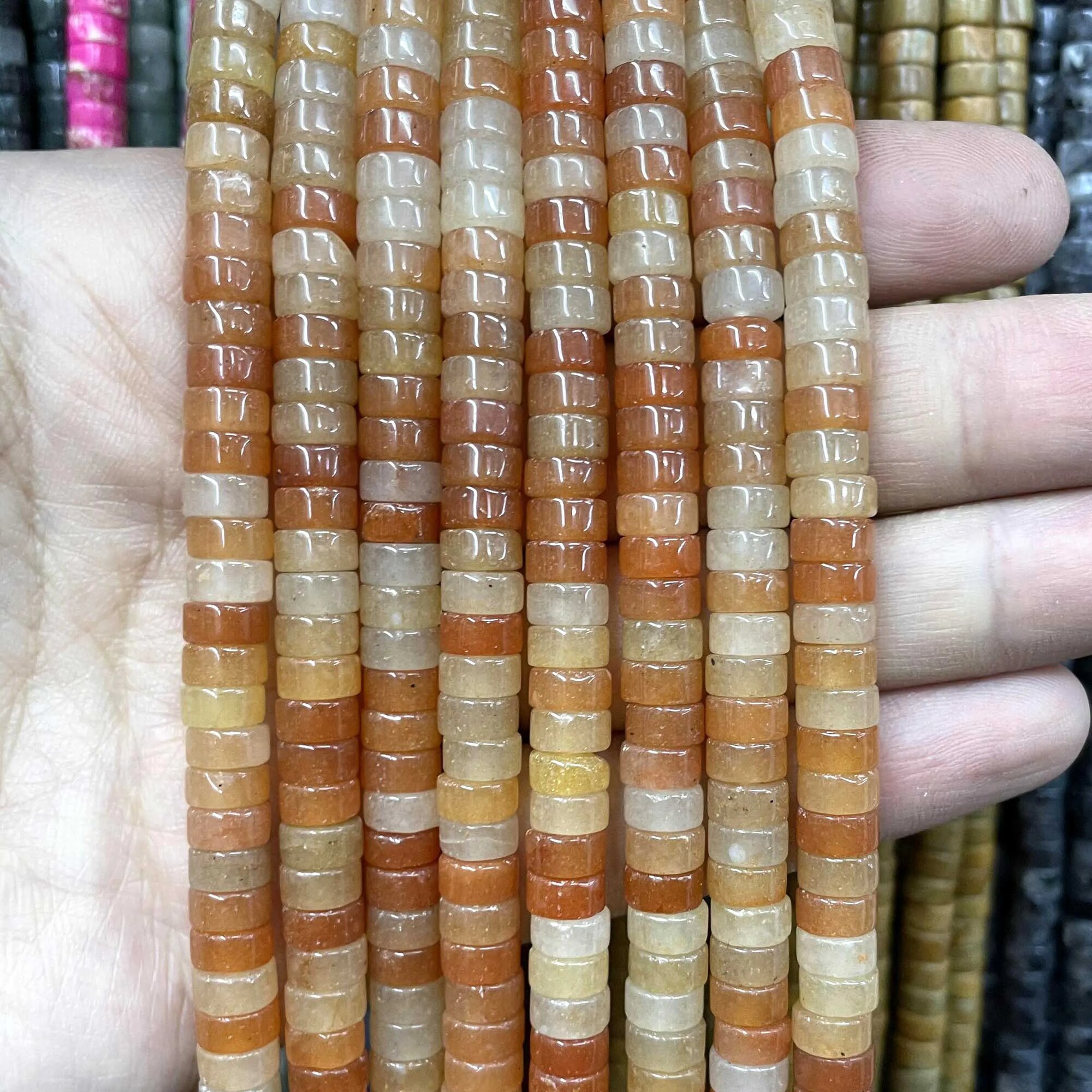Бусины из красного авантюрина, плоские круглые