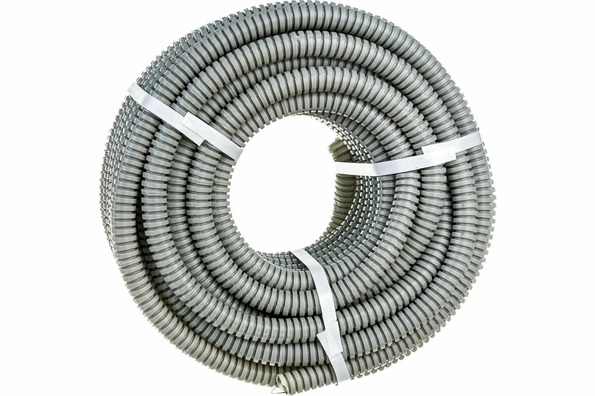 Труба гофрированная ПВХ легкая d16мм с протяжкой сер. (уп.20м) Эра Б0036987