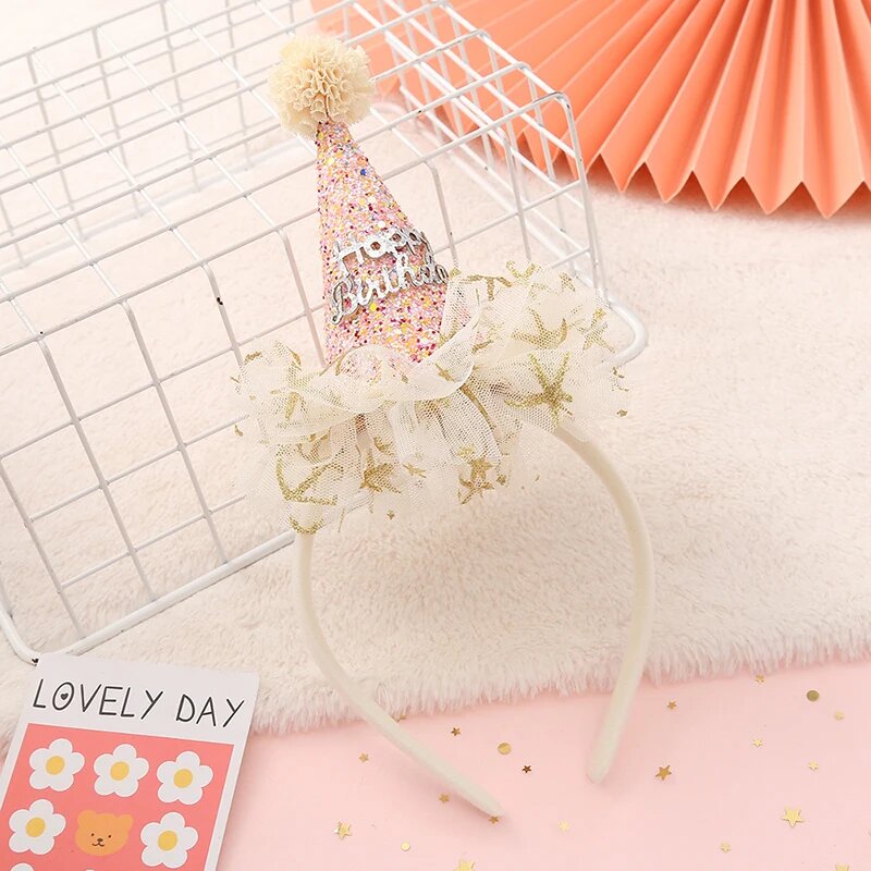 Блестящая шляпа для волос для девочки cream-colored