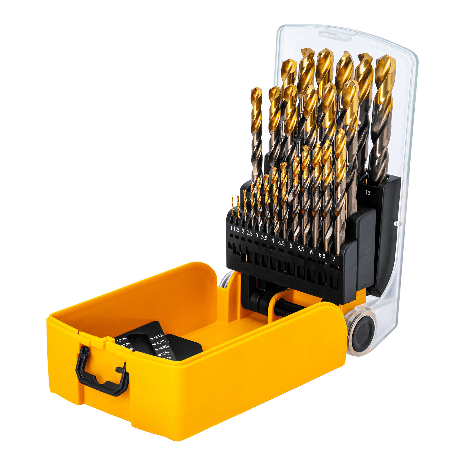 Набор сверл по металлу Denzel Р6М5К8-TiN 1-13 мм Golden Tip 25шт