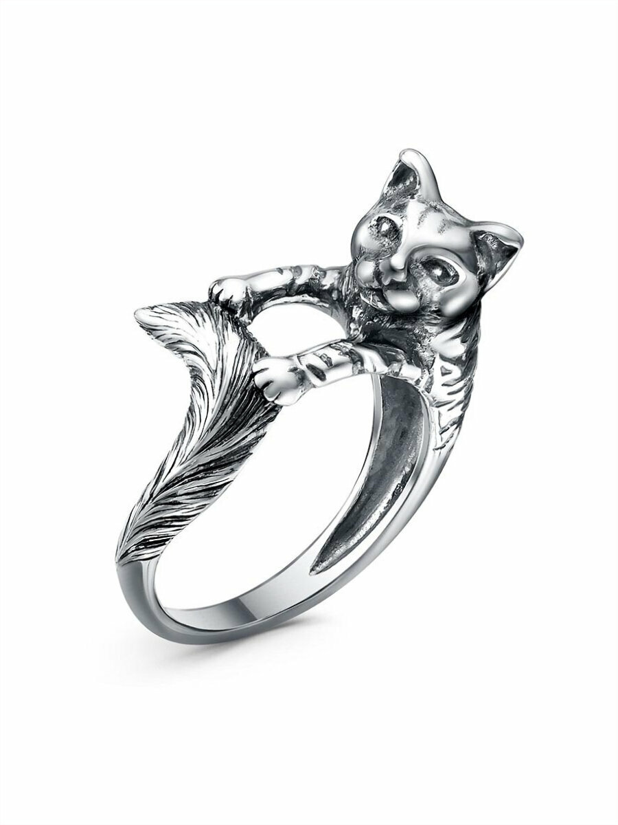 Кольцо, серебро, 925 проба, оксидирование
