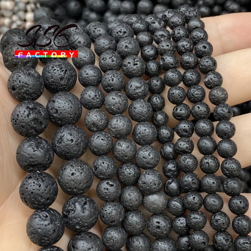 Бусины из черной лавы и гематита Sunshine and Beads 6mm 59 to 63pcs