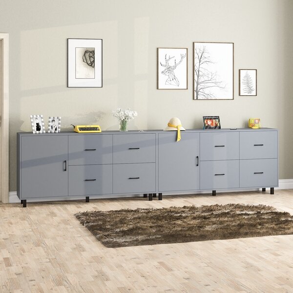 Два больших комода РВК 125-1704 ящики и дверка, цвет графит, 340,8х37,4х87 см