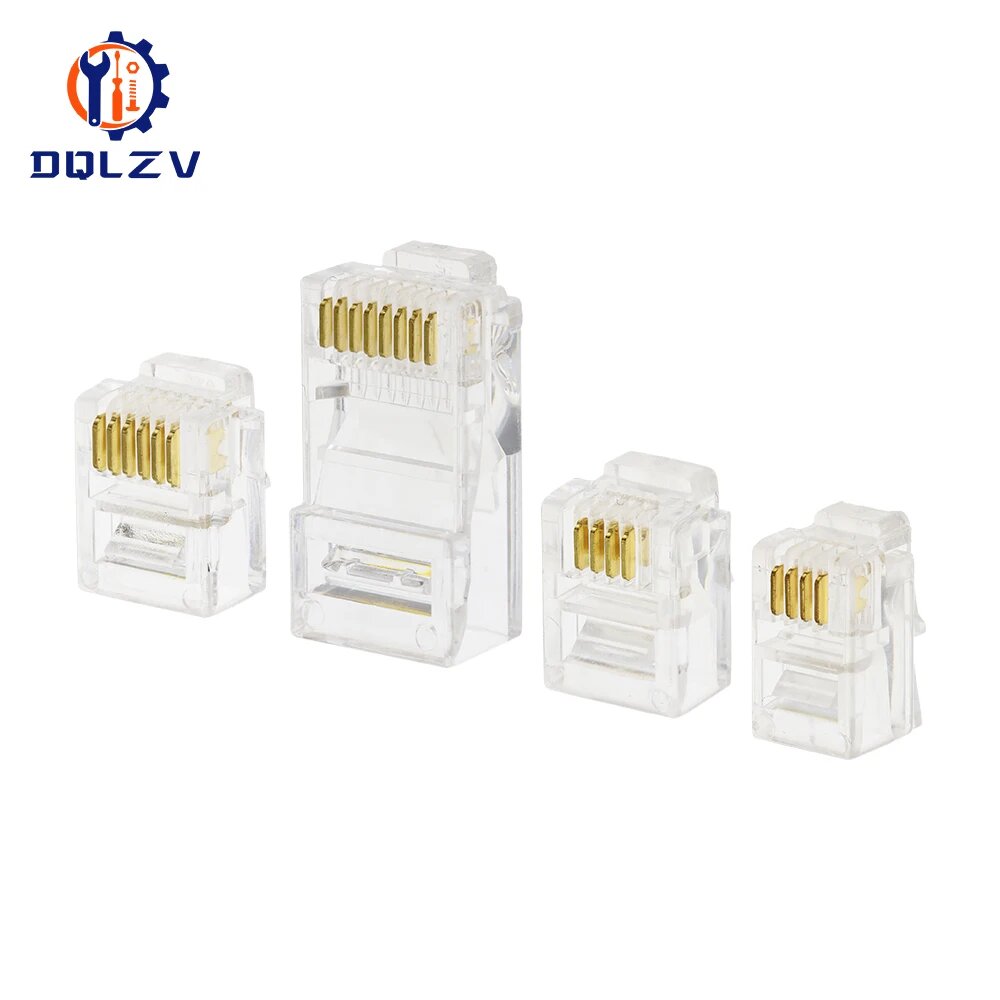Телефонные разъемы DQLZV RJ11 4P4C 6P4C 6P6C 8P8C 50PCS, 6P6C