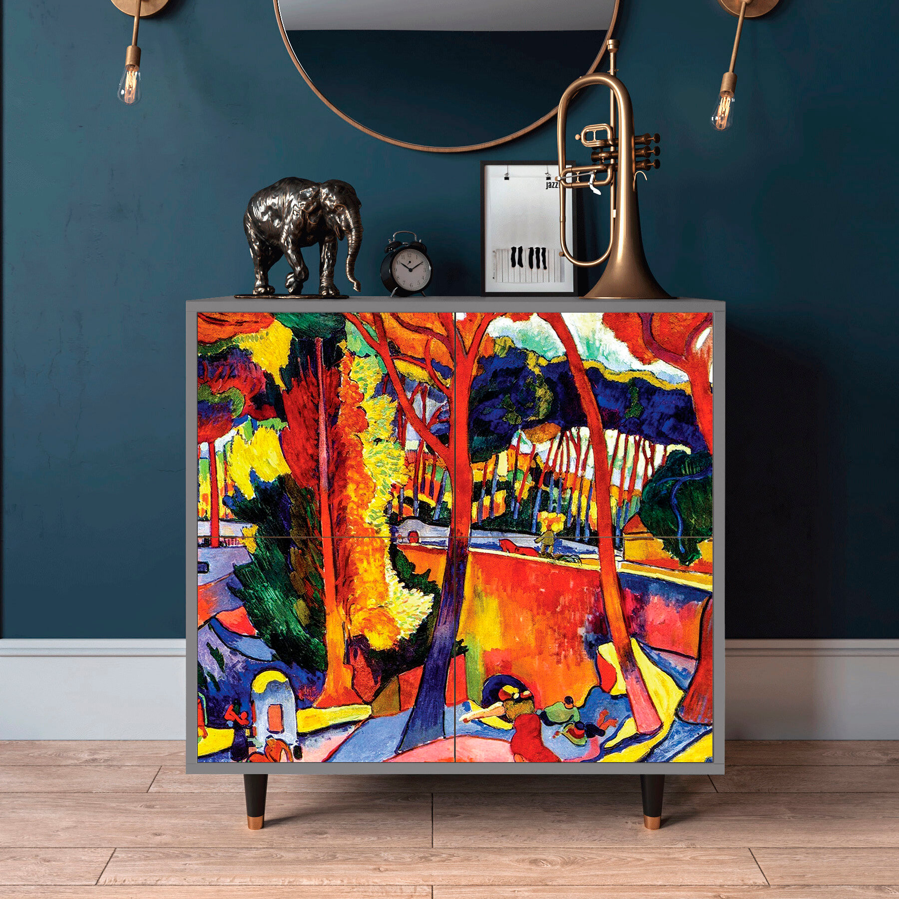 Комод - STORYZ - BS3 The Turning Road by Andre Derain, Размер - 94 x 96 x 48 см, Цвет корпуса - Серый