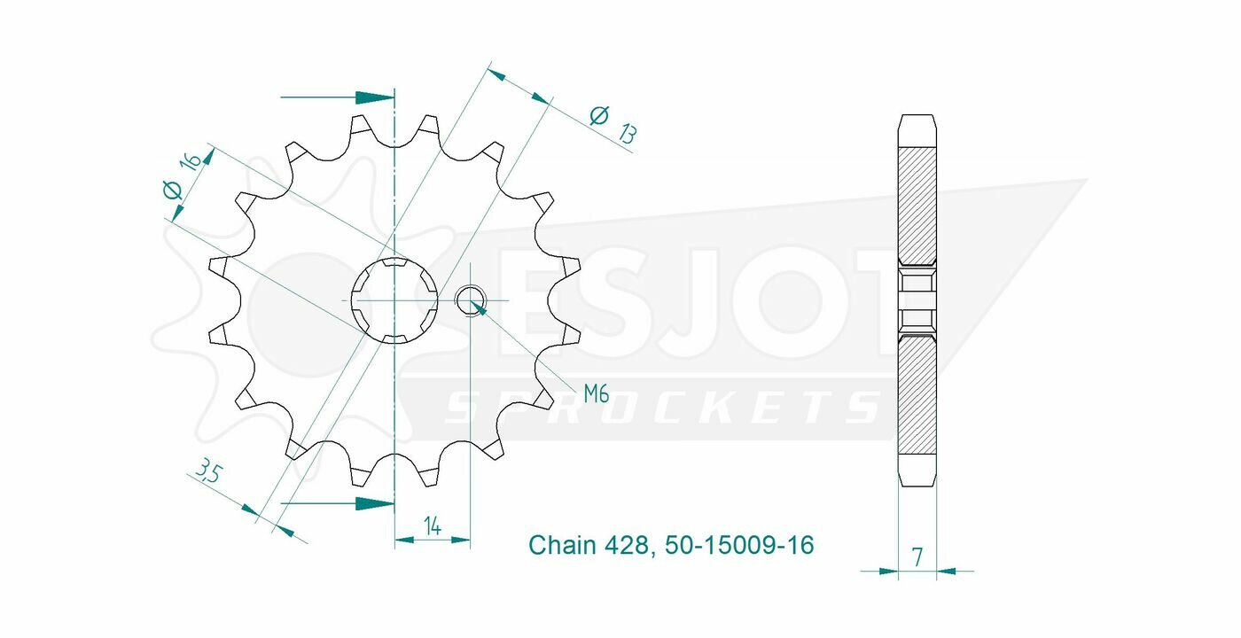 Передняя звезда Esjot 50-15009-16 (аналог JTF428.16)