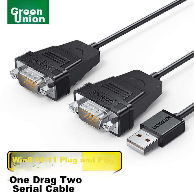 Lulian USB to RS232 Serial Cable, DB9 Male to Male Com Port Converter, Industrial Grade One-To Cable, 1.5 Meters, 30769