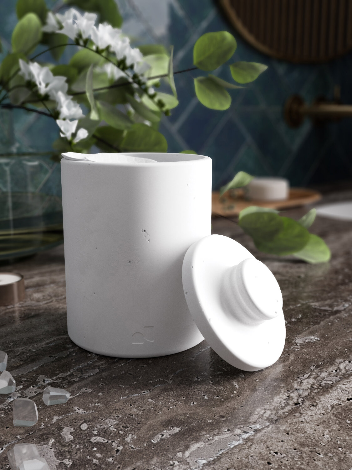 Органайзер для ванной комнаты, для ватных дисков и палочек Bordeaux белый матовый.