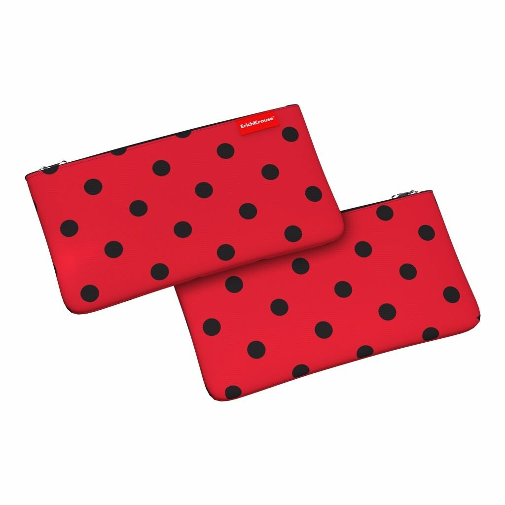 Пенал-косметичка Erich Krause 220х120 мм "Dots in Red", полиэстер (52358)