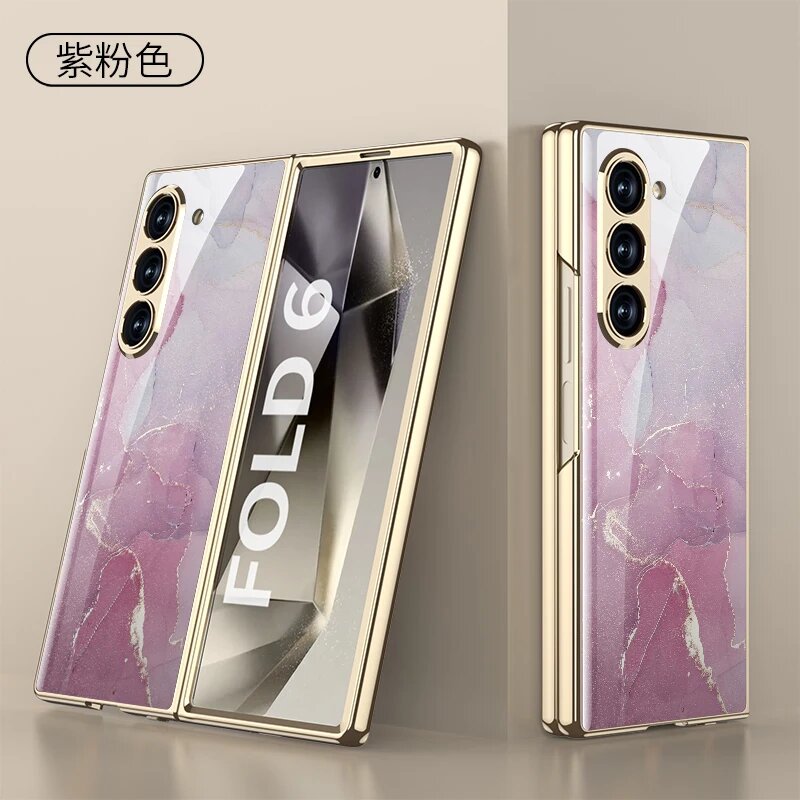 Чехол для Samsung Galaxy Z Fold5, розовый мрамор