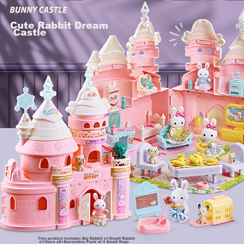 Yasini Doll Villa, Children's Toy, Girl's Transformable Castle, Dress-Up Doll, Pretend Play, DIY Birthday Gift