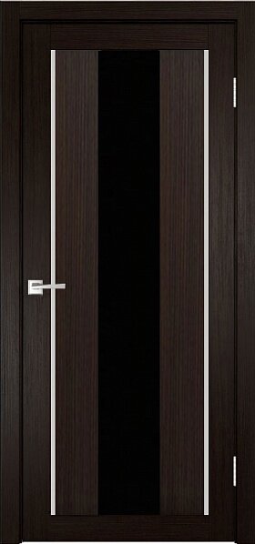 Межкомнатная Дверь Verda Y-2 Венге со Стеклом Лакобель Чёрный 2000х900мм (Полотно+Коробка+5 Наличников) / Верда.