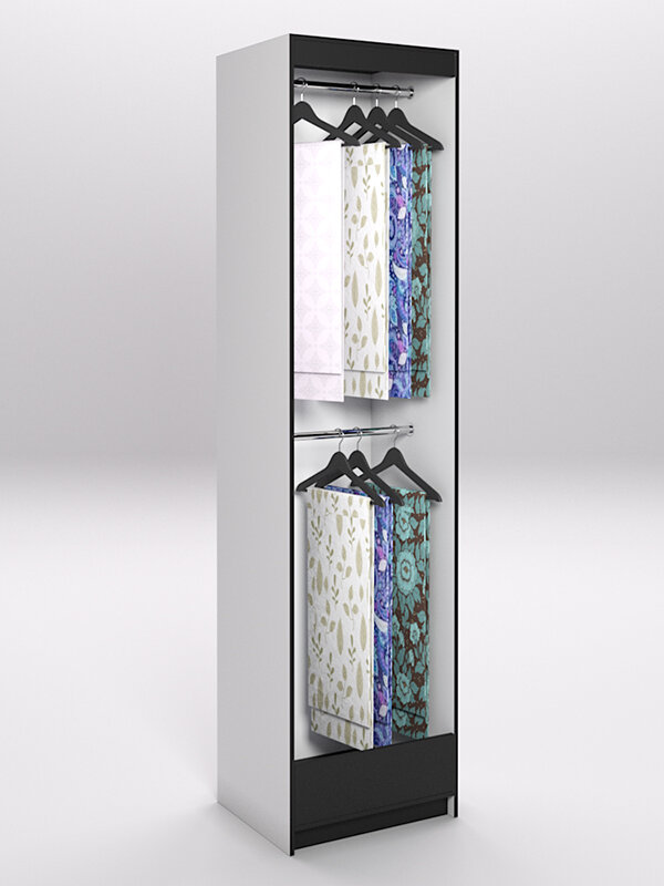 Стеллаж из ДСП для одежды, тканей и штор №3Б-600, Черный с белым