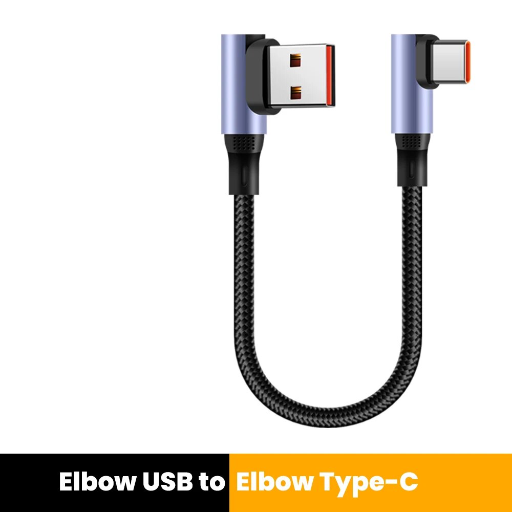 Olaf 6A, 15 см, 30 см, короткий кабель для быстрой зарядки, 90 ° Локоть USB-кабель типа C для Power Bank Кабель USB C — USB C для iPhone 15 16 0,3 м, Dual Elbow A-C