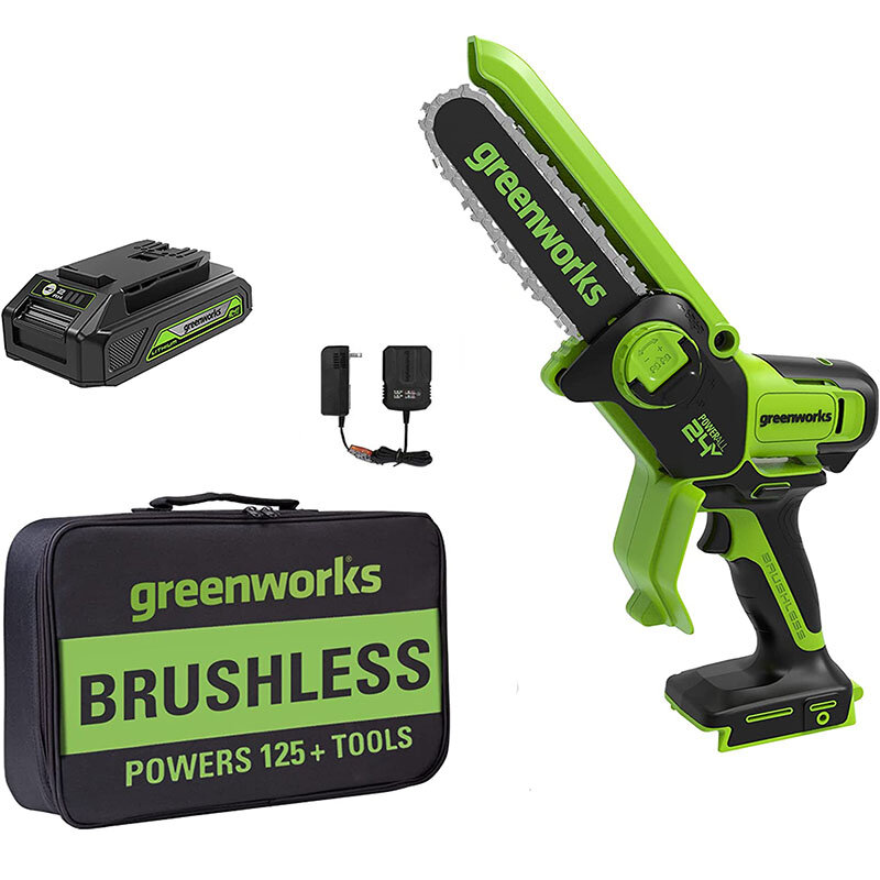Greenworks 24 в 6 дюймов TruBrushlessПила для обрезки/фотосток с сумкой для инструментов отлично подходит для