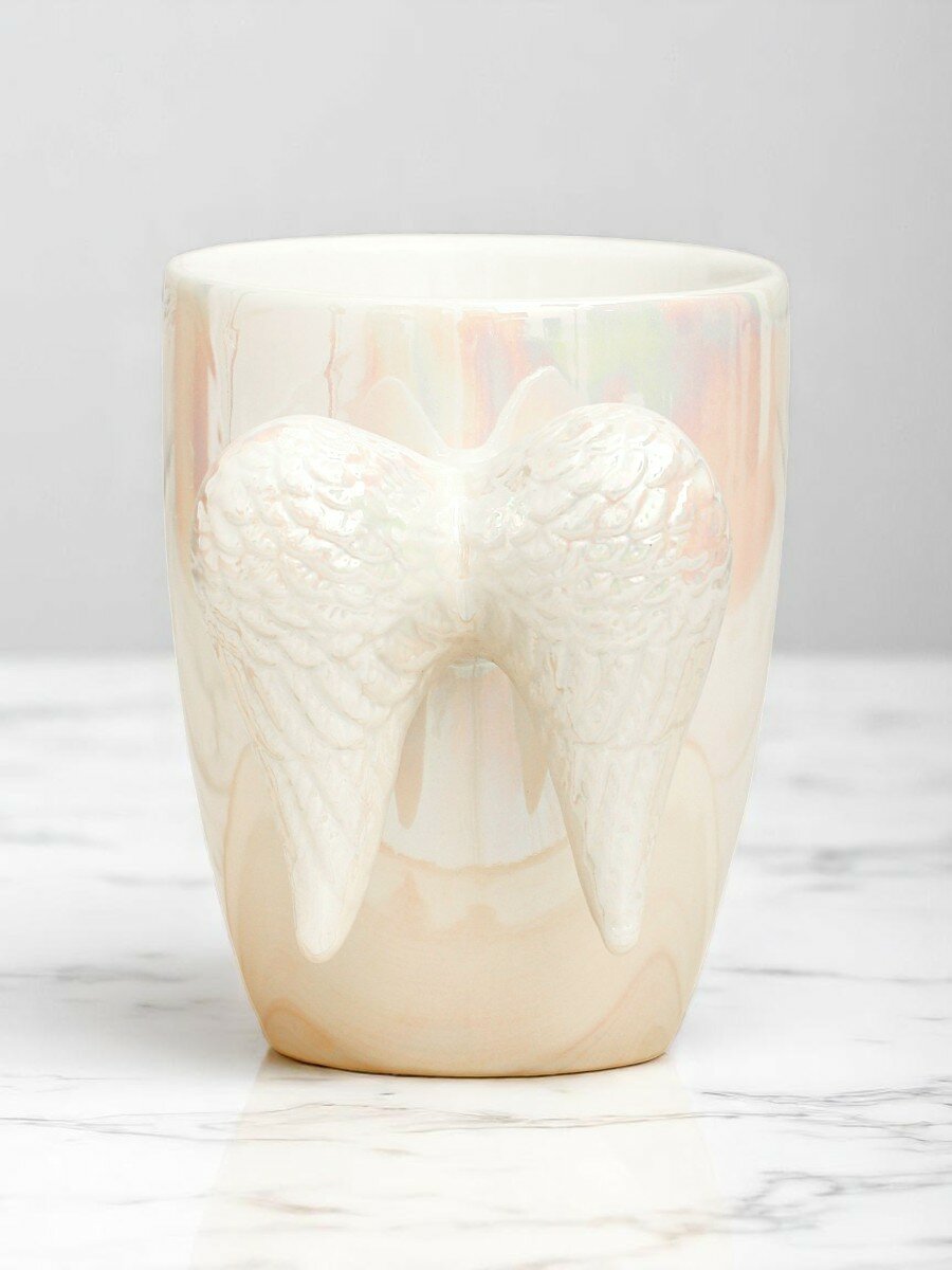 Кружка для чая Ангел белый 410 мл, кружка с крыльями / подарок девочке, женщине, коллеге, маме, дочери, любимой