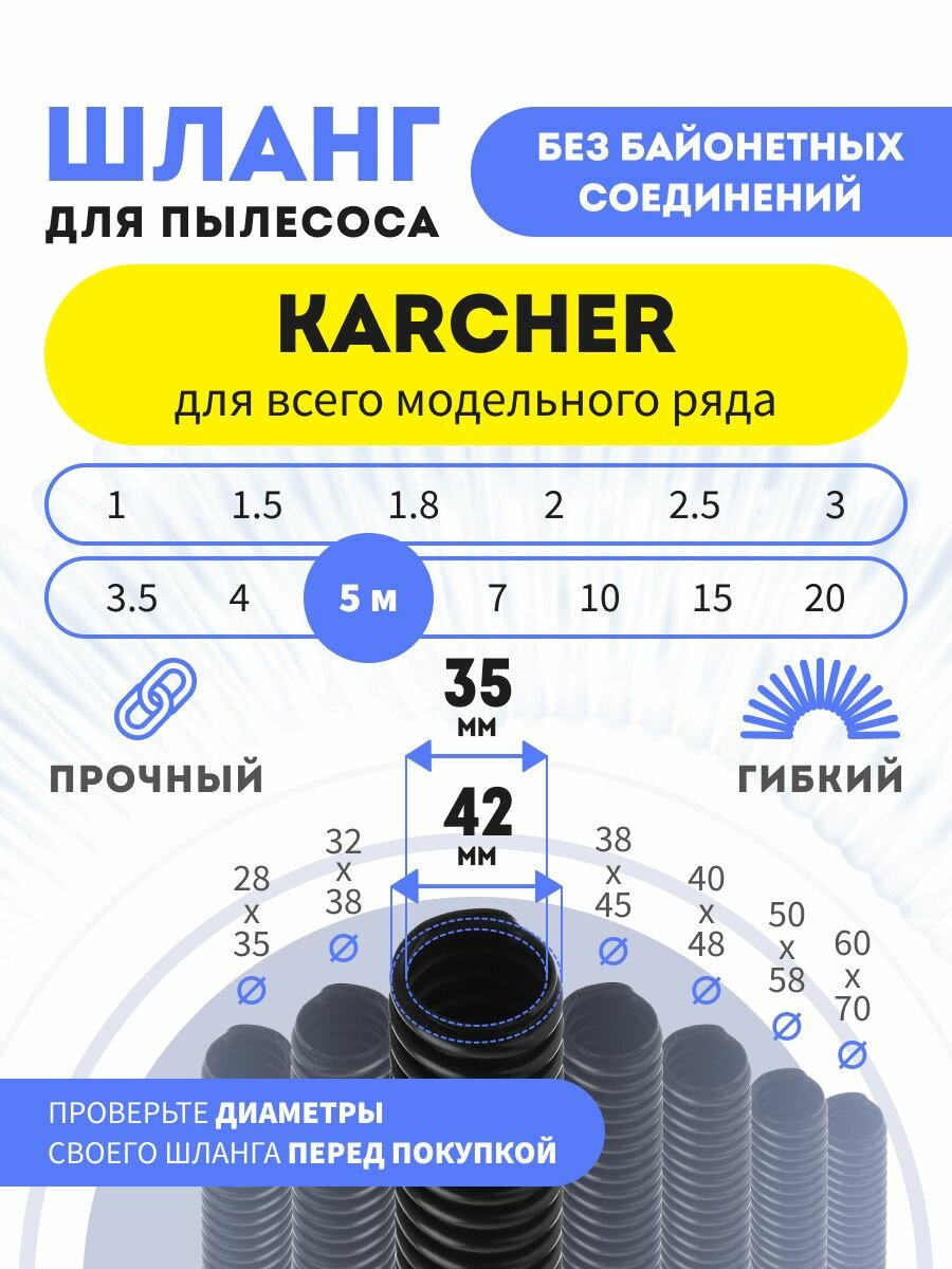 Шланг для пылесоса KARCHER 5 м универсальный