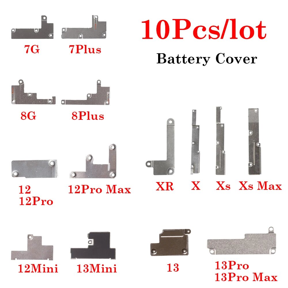 10 шт./лот, абсолютно новая металлическая пластина для аккумулятора FPC для iPhone X XS XR 11 12 13 Pro Max 7 8 Plus, мини-зажим для внутреннего кронштейна, детали For iphone 11