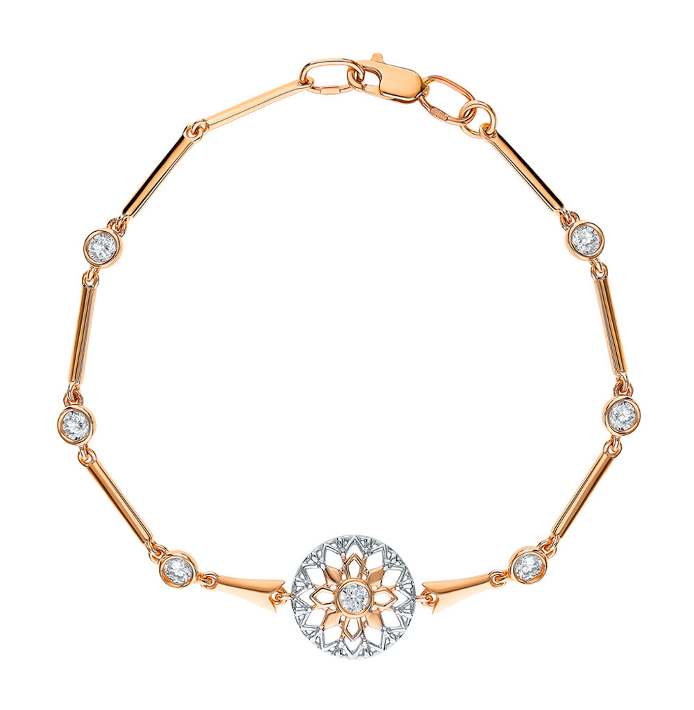 Глидерный браслет, красное золото, 585 проба