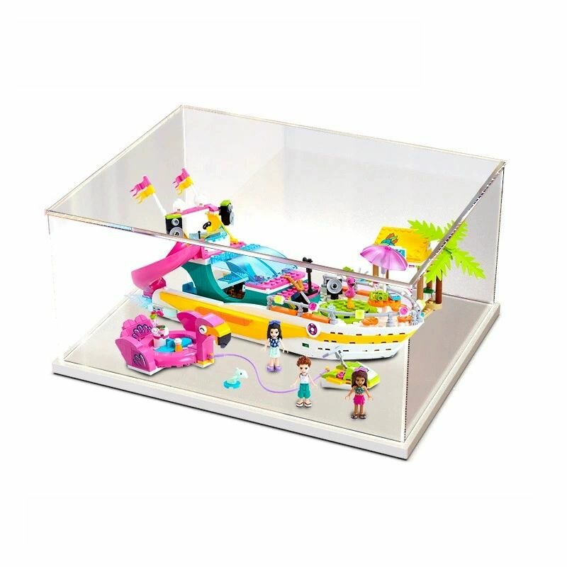 Ящик для хранения, акрилик, прозрачный, ударопрочный, белое дно