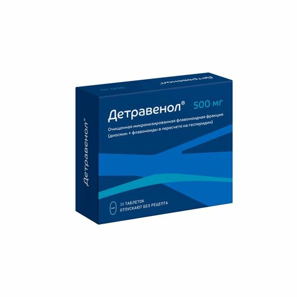 Детравенол таблетки п/о плен. 500мг 30шт