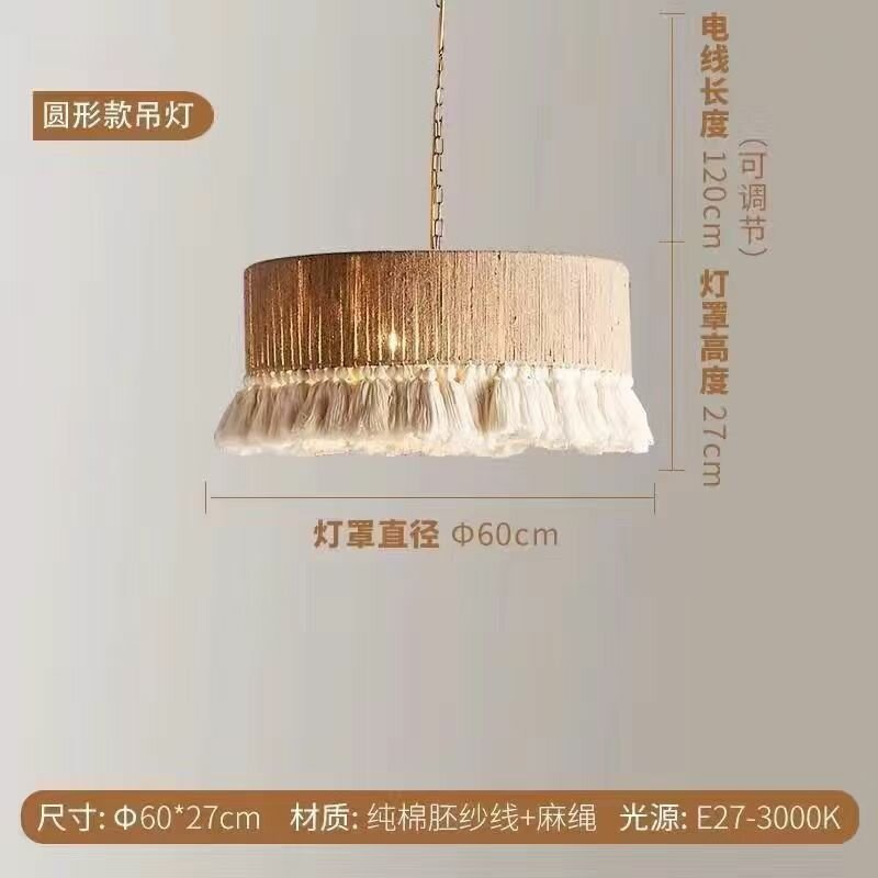 Светильник подвесной в этническом стиле, люстра в стиле бохо из пеньковой веревки с кисточками, 60 см