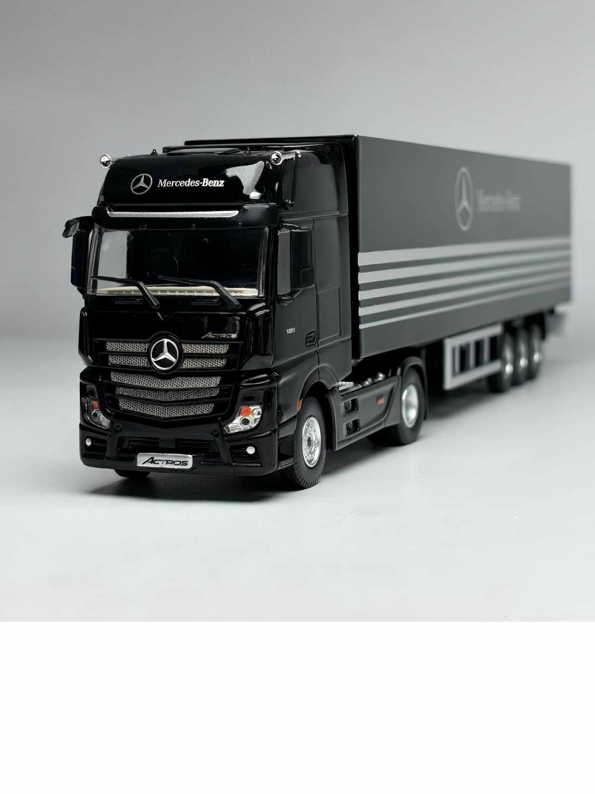 Машинка TimeMicro 1/64 Mercedes-benz Actros tractor Black Die-cast Alloy Car Model Collection Toy Gift