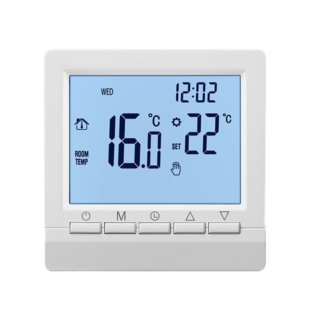 Программируемый термостат с белой/синей подсветкой, электрический регулятор температуры теплого пола для водонагревательного/газового котла