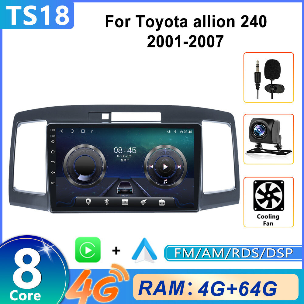 Магнитола Toyota Allion 2001-2007, Premio 240-Android-Процессор 8 ядер-Память 4+64Gb-Carplay-4G(Sim)