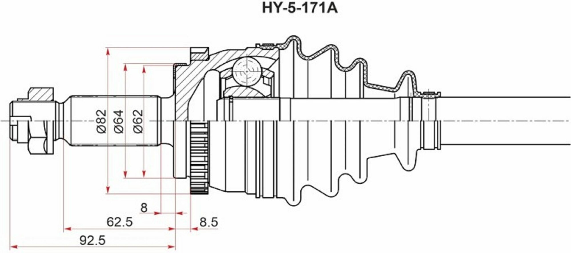 Привод в сборе LH HYUNDAI CRETA 2,0 АКПП 15- 2WD
