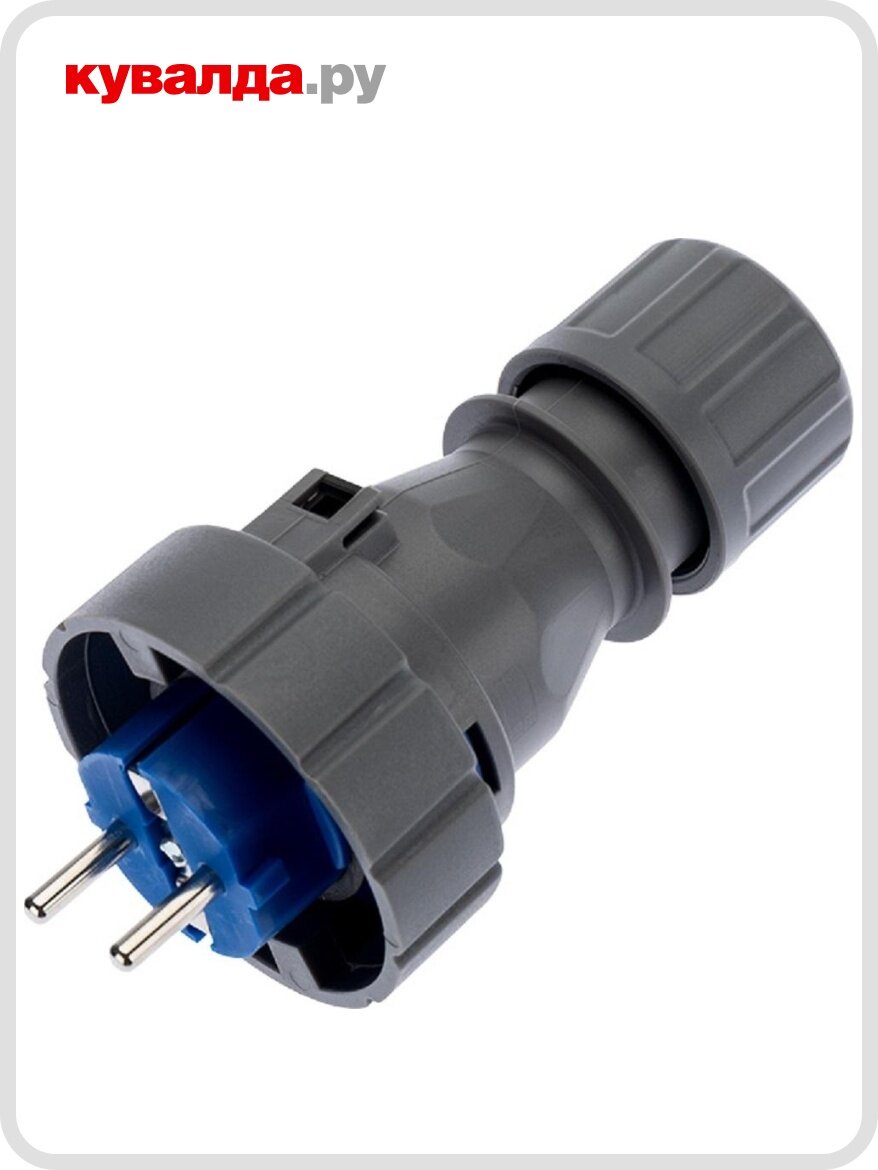 Вилка REXANT 111-013 прямая влагозащищенная 2P PE, 16A, IP68