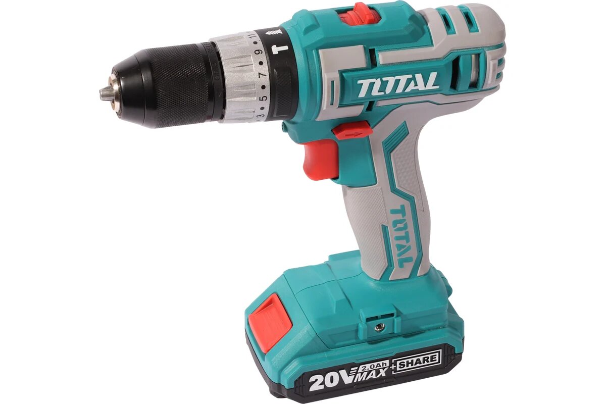 Аккумуляторная дрель-шуруповёрт TOTAL TIDLI2002, Li-Ion, 20В, 45 Нм, 2 скорости