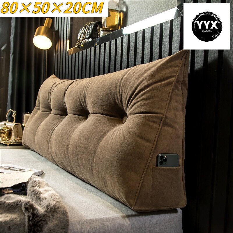 Треугольная подушка в современном стиле, для кровати, съемный чехол,80x50x20 см，шампанское-верблюдовое цвет