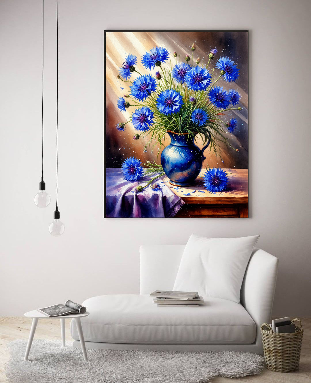 Картина на стену для интерьера "Васильки" 40х50 см, холст на подрамнике, InterHobby