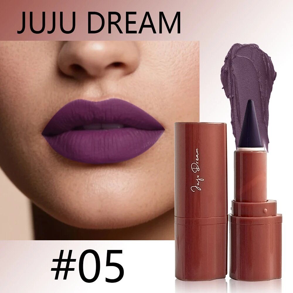 6-цветная матовая подводка для губ и губная помада Duo — стойкий, конусный кончик, фиолетовые оттенки для всех типов кожи