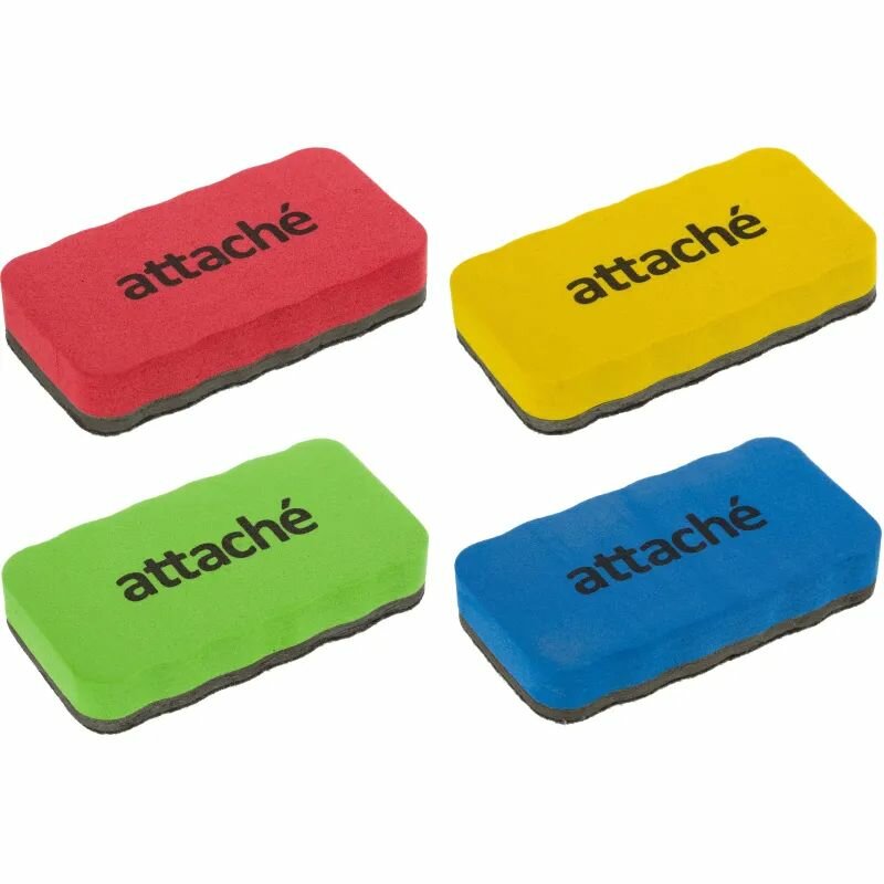 Губка-стиратель для магнитно-маркерных досок Attache Economy, магнитный, 105x55 мм, 4 шт./уп.