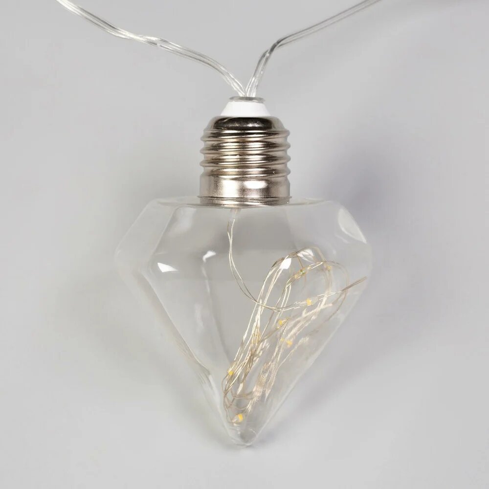 Нить Luazon ROSA 3 м, с насадками Лампочки кристалл 5 см, IP20, Н. С. LED-80-12V, 8 режимов, синий, — фото 1