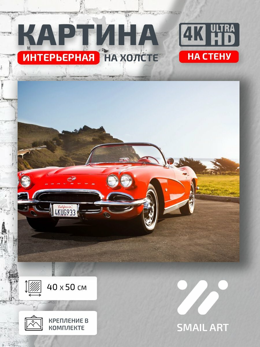 Картина на холсте интерьерная 40 на 50 на стену Автомобиль car для студии авто дизайн декор