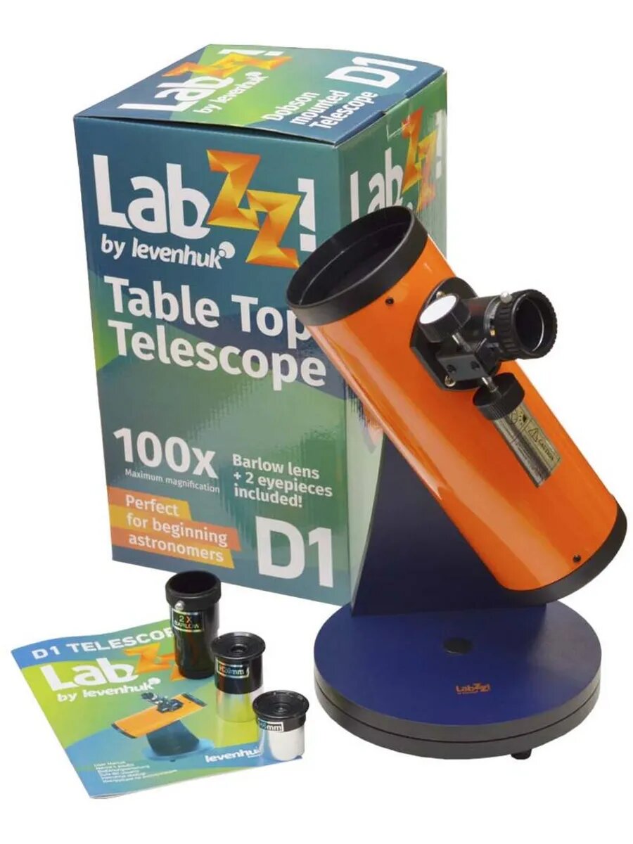 Детский телескоп Levenhuk "LabZZ D1", рефрактор, 76 мм, 50x и 15x увеличение — фото 1