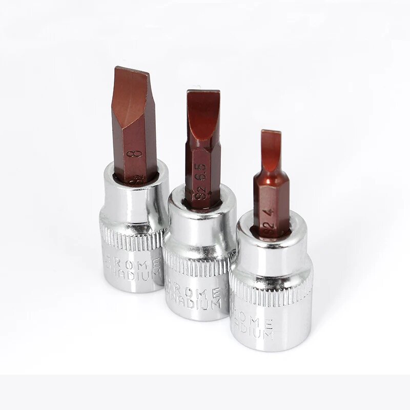 Шлицевые торцевые биты 1/4", 3/8" квадратный привод 4-8 мм 1I4 Set (4mm-7mm), 1I4 inch