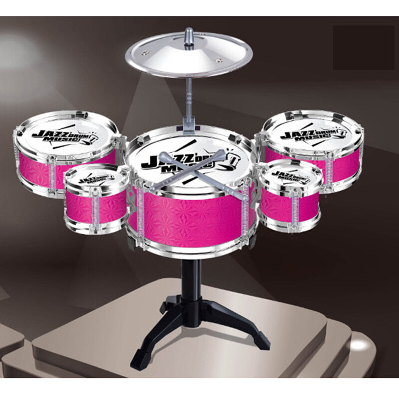 Drum Set Kit ABS Plastic Aluminium Kids Simulation Percussion Instrument Toy S