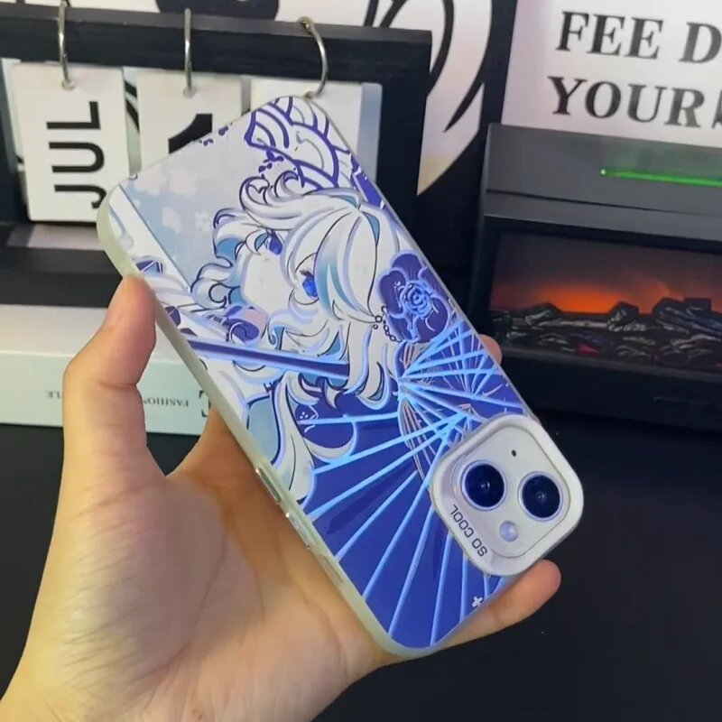 Чехол для телефона Furina Umbrella Hydro Archon для iPhone 16, 14, 13, 12, 11, 17 Pro Max Plus Air mini Genshin Impact Girl, задняя крышка
