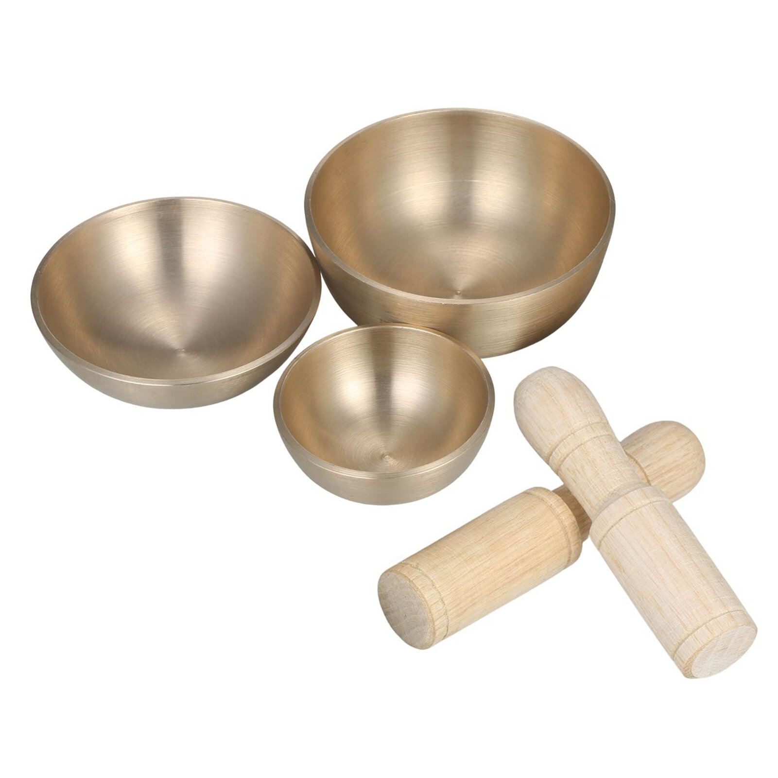 3pcs Набор поющих чаш из колокольного металла с 2 молотками Mini Tibetan Struck Bowl для буддийской медитации, пения, исцеления и релаксации, Large Size: 7.5*7.5*3.5cm, Medium Size: 6.7*6.7*2.5cm, Small Size: 4.8*4.8*2.2cm